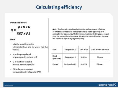 Calculating pump efficiency | Grundfos