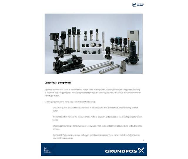 Typy odstředivých čerpadel | Grundfos